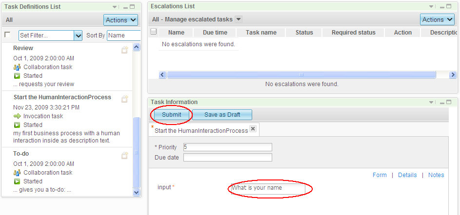In the input field, enter a value of type string. Click Submit