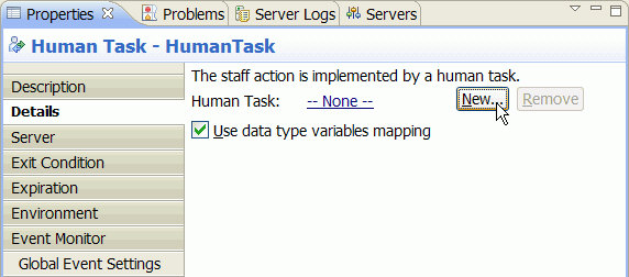 Working with the human task editor for staff activities