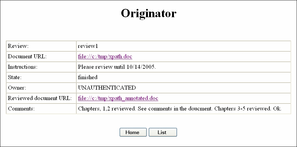 To return to the home view, click Home . To display the task list view ...